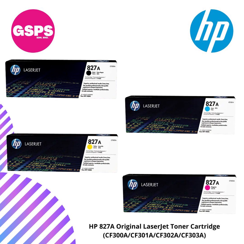 HP 827A Original LaserJet Toner Cartridge (CF300A/CF301A/CF302A/CF303A ...