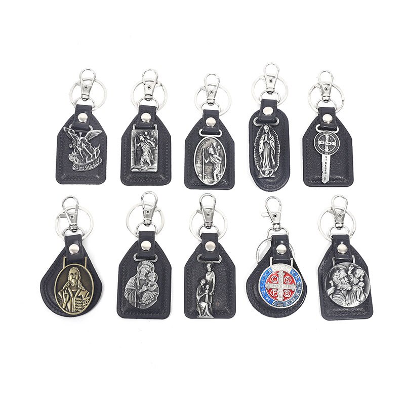 24 Styles/PU Leather Keychain Saint Christopher Charm Pendant Men ...
