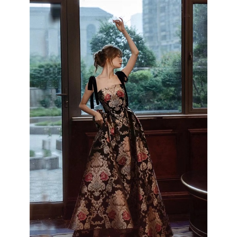 Classical Style Black Banquet Evening Dress Dinner Birthday Party Stage ...