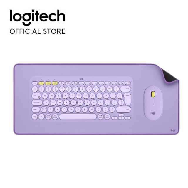 Logitech Wireless Multi Device Keyboard K380 Pebble Wireless Mouse M350 Desk Mat Lavender
