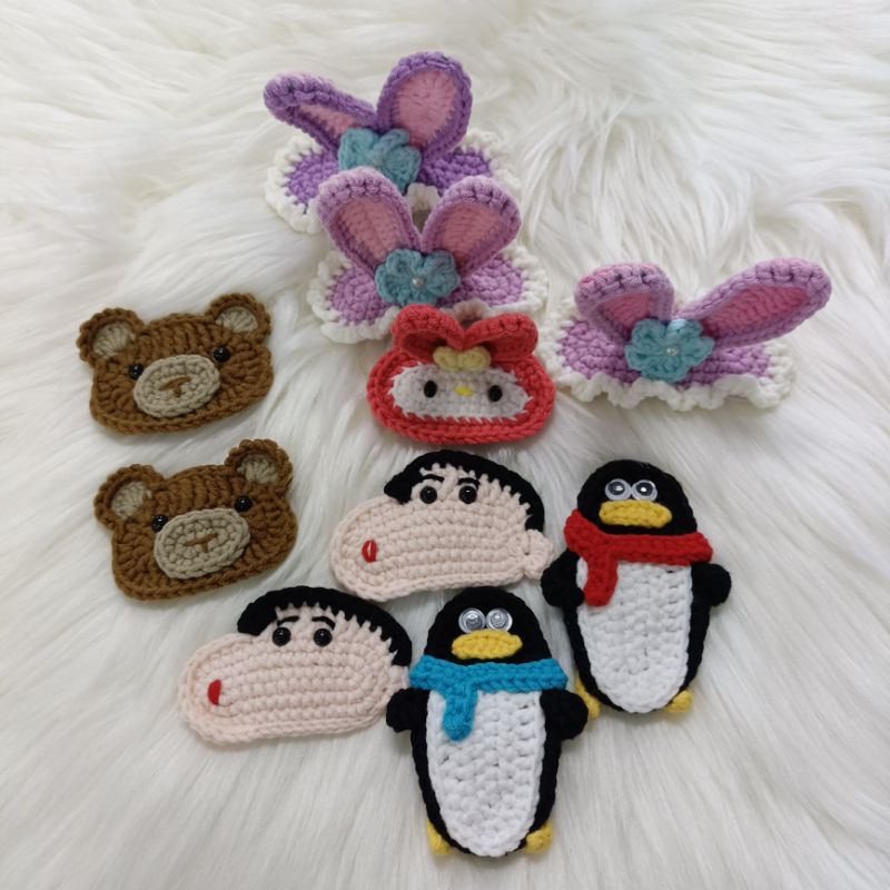 hairclip hairpin stella penguin crayon shinchan melody handmade crochet ...