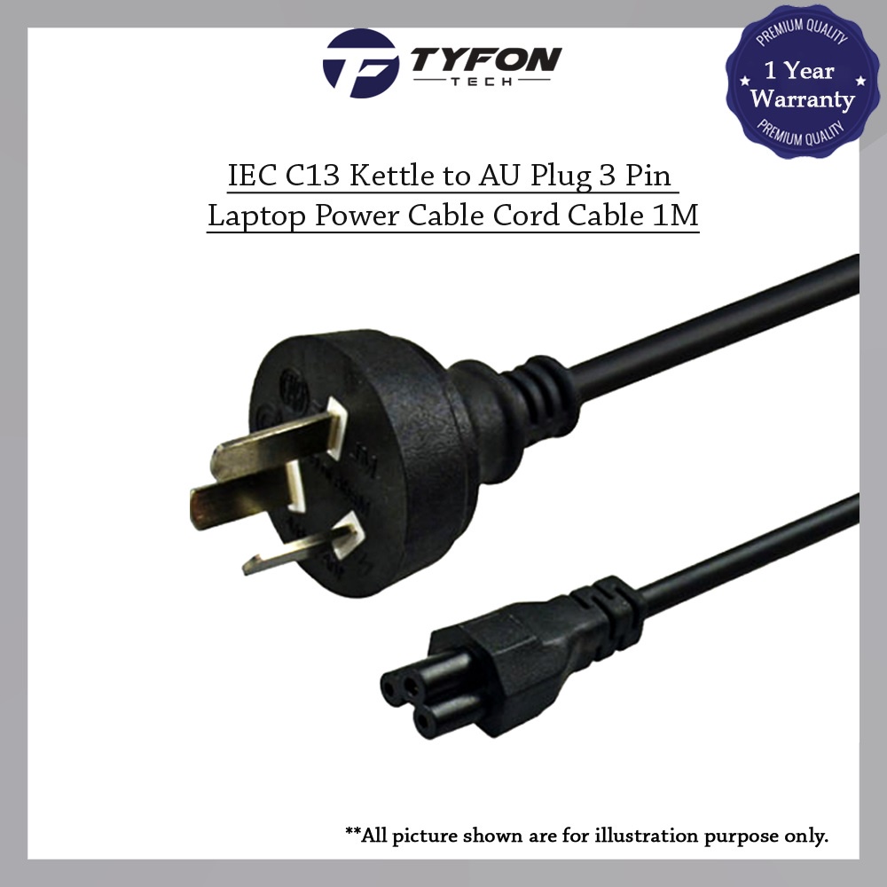 IEC C13 Kettle to AU Plug 3 Pin Laptop Power Cable Cord Cable 1M ...