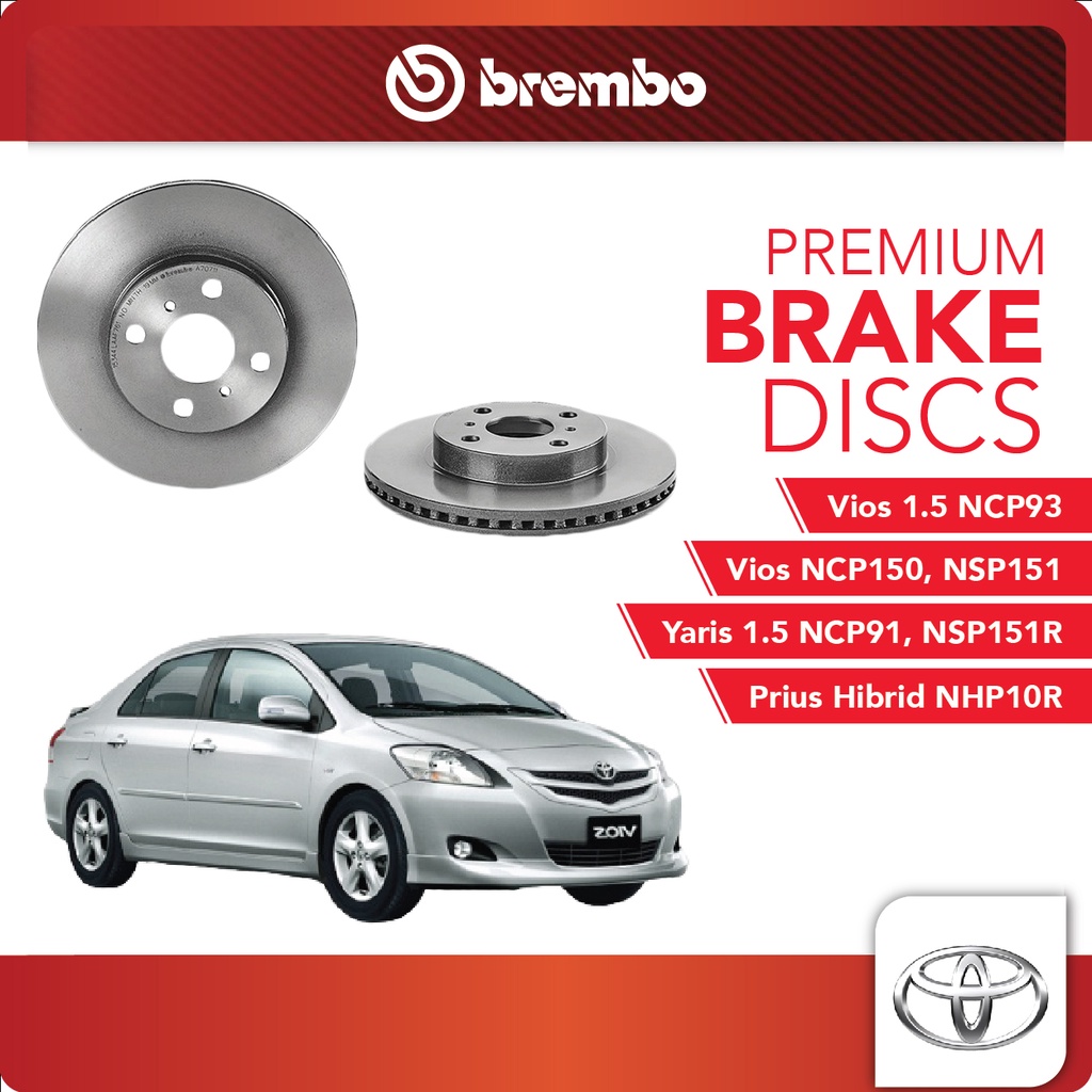 Brembo Front Discs For TYT Vios 1.5 NCP93/NCP150/151/Yaris 1.5 NCP91 ...