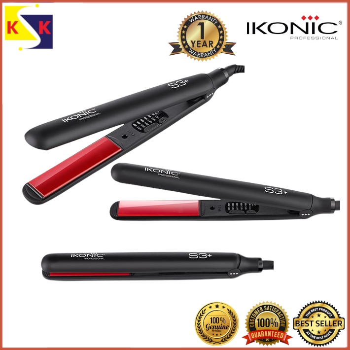 IKONIC PROFESSIONAL S3+ Ceramic Hair Straightener (Black & Red ...