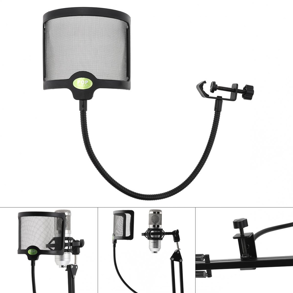 Microphone Pop Filter Flexible Wind Screen Blowout Prevention Net Metal ...