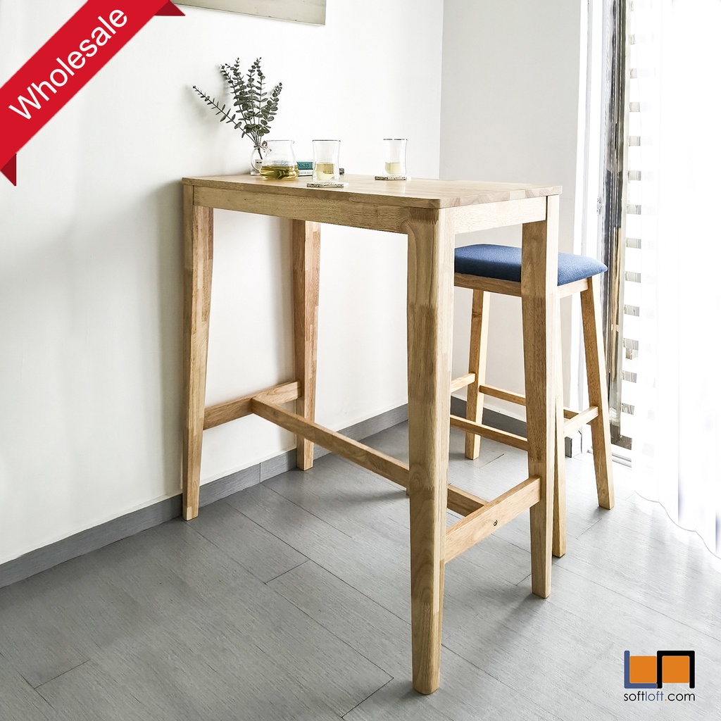 Wholesale 5pc Solid Wood BTS Bar Tall Table High Wooden Desk Island ...