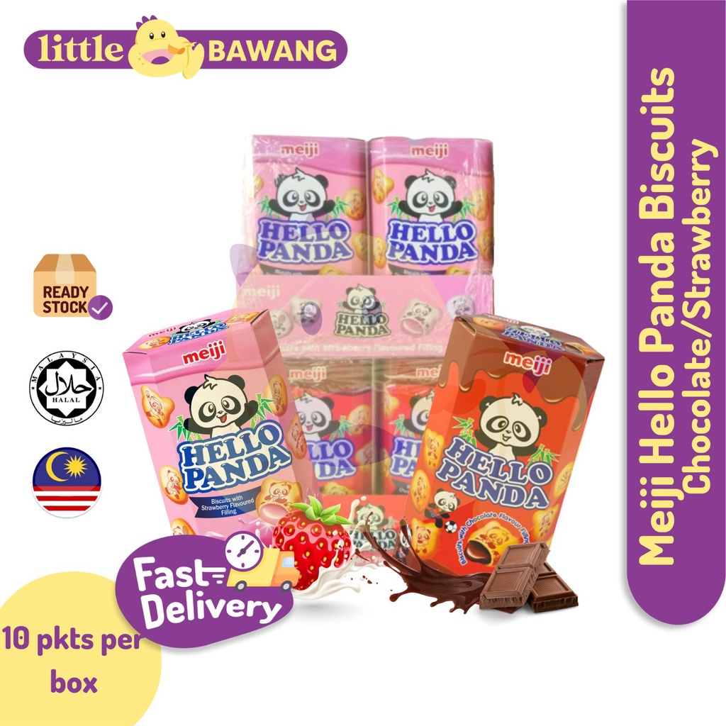 Meiji Hello Panda Biscuits Chocolate / Strawberry 10 packs per bag ...