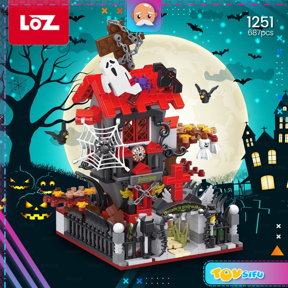 LOZ IDEAS Mini Block 1251 Haunted House Halloween Series Theme Scary ...