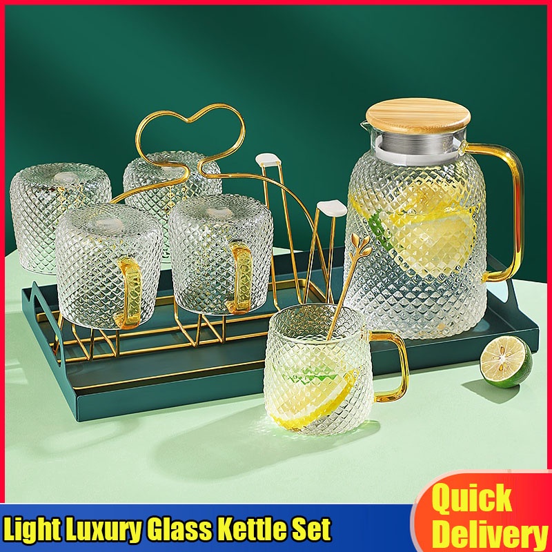 【Free shipping】Light Luxury Glass Kettle Set tea pot glass glass tea ...