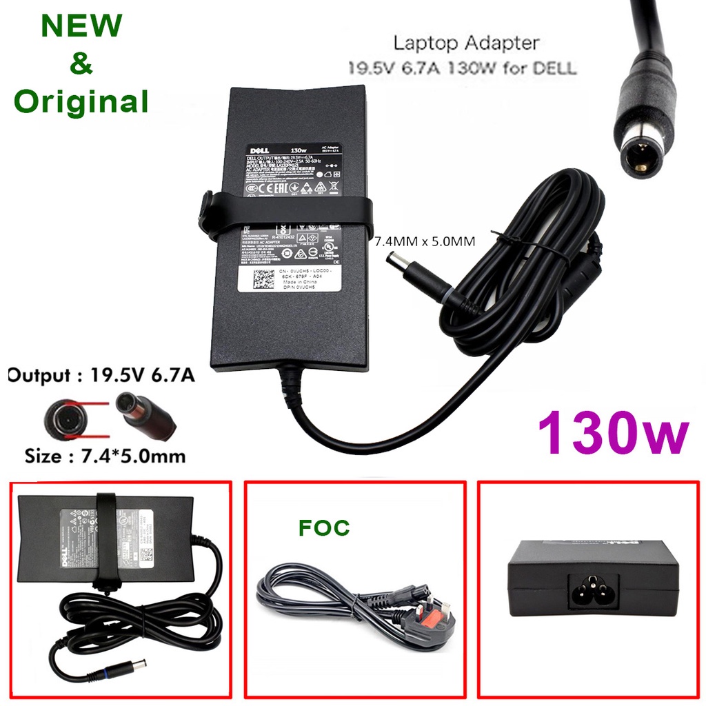 NEW Original Dell 19.5v 130w 6.7A 7.4*5.0mm Latitude Inspiron XPS ...