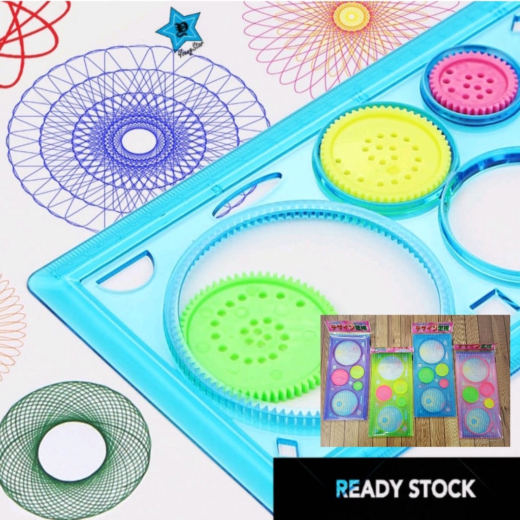 Spirograph Drawing ruler/Magic Drawing Ruler/ Art drafting Flower Geometric / Pembaris Bunga ...