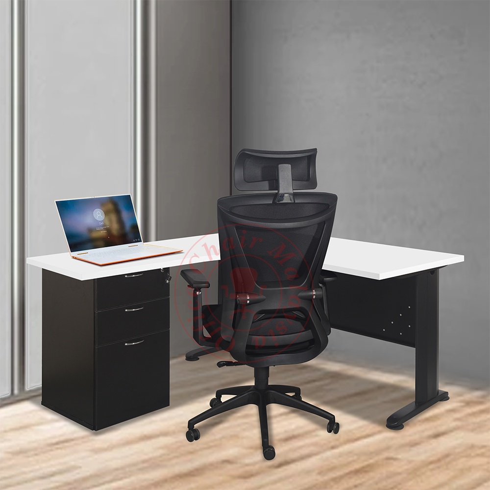 L Shape c/w stand pedestal / Office Table / Writing Table / Meja L ...