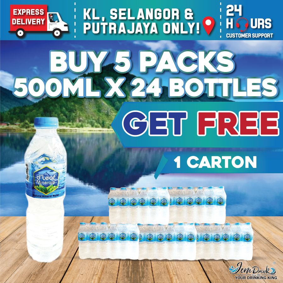 BUNDLE OF 5 PACKS : D'LEAF MINERAL WATER 500ML x 24 BOTTLES | Shopee Malaysia