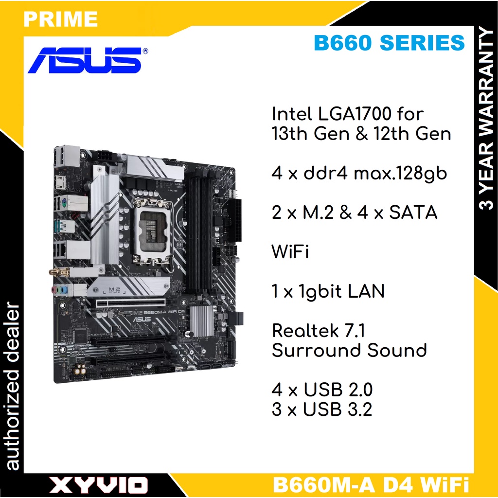 ASUS PRIME B660M-A WIFI D4 INTEL LGA1700 13th & 12th Gen Motherboard ...