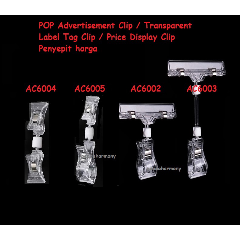 Advertisement POP Clip / Transparent Thumb Clip / Display label tag ...