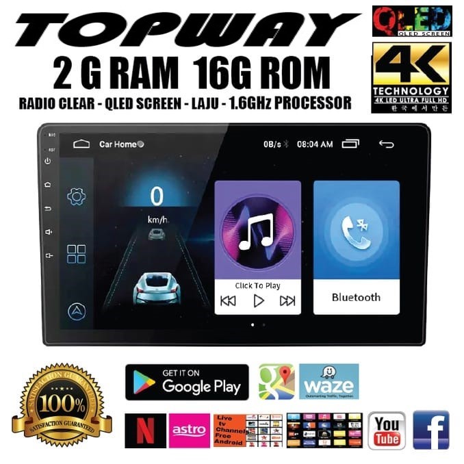 TOPWAY Android Car Player LATEST UNIVERSAL NEW UNIT Proton/Perodua ...