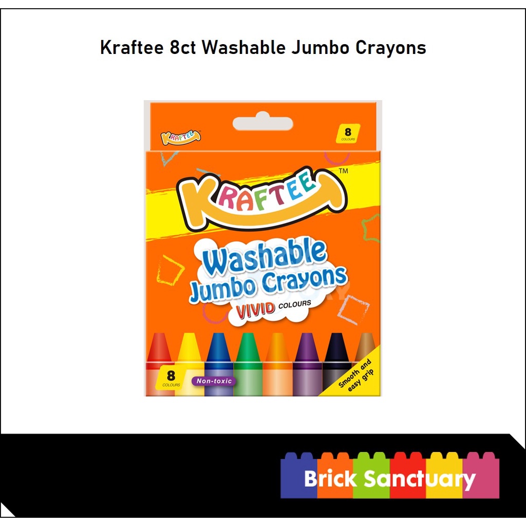 Kraftee 8ct Washable Jumbo Crayons (Vivid Colours) | Shopee Malaysia
