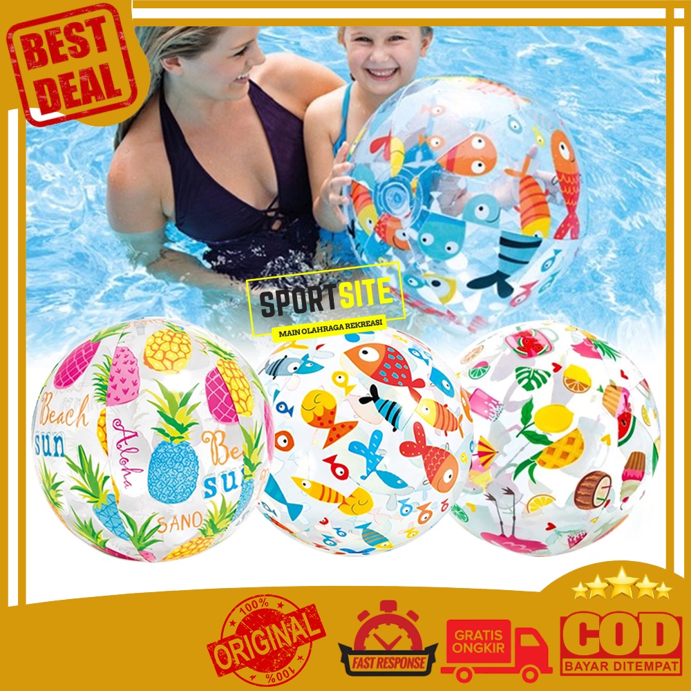 Intex Lively Print Beach Balls 51cm Children's Toys Beach Balls ...