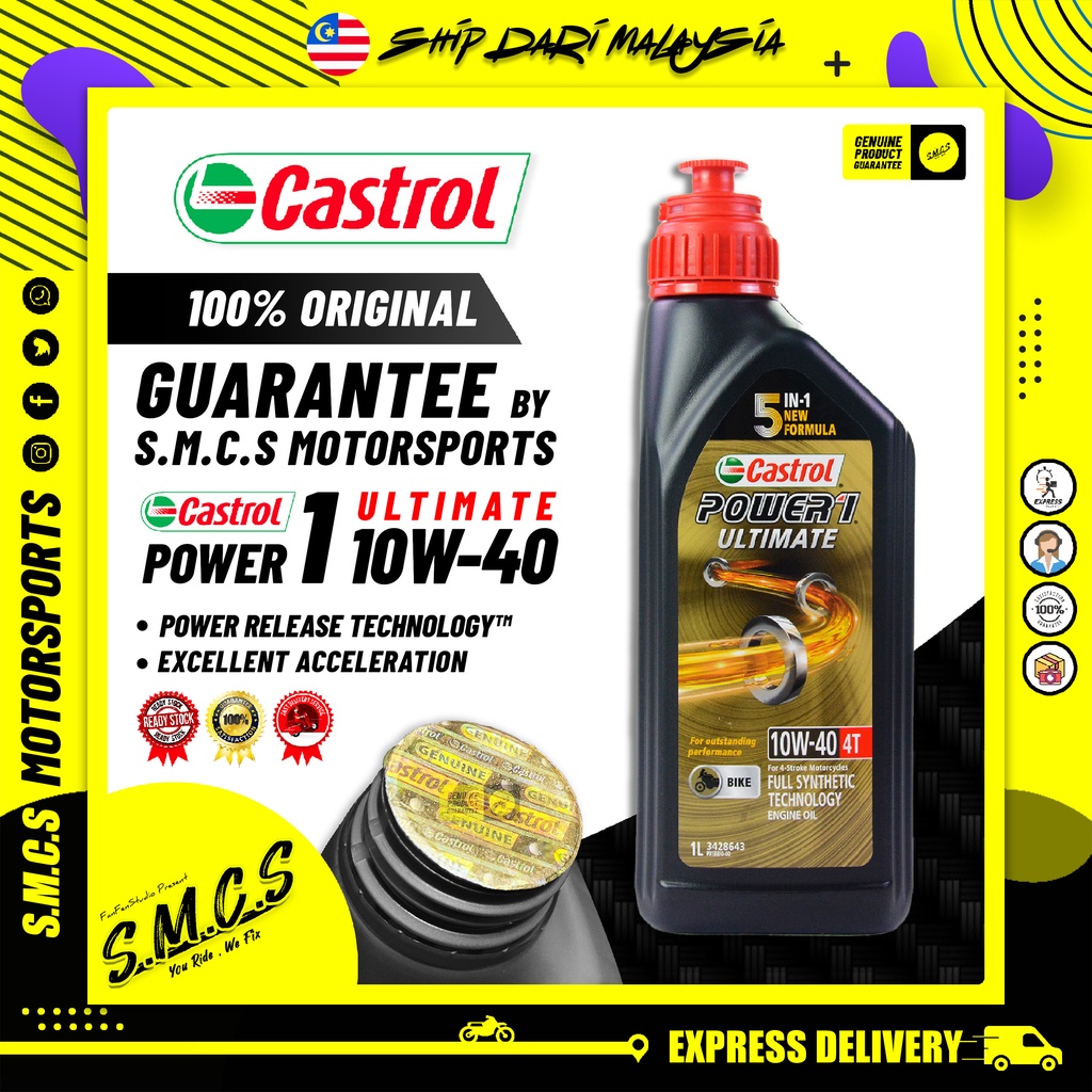 Castrol 10W40 POWER 1 Ultimate 1L [100% ORIGINAL] Fully Synthetic 4T ...