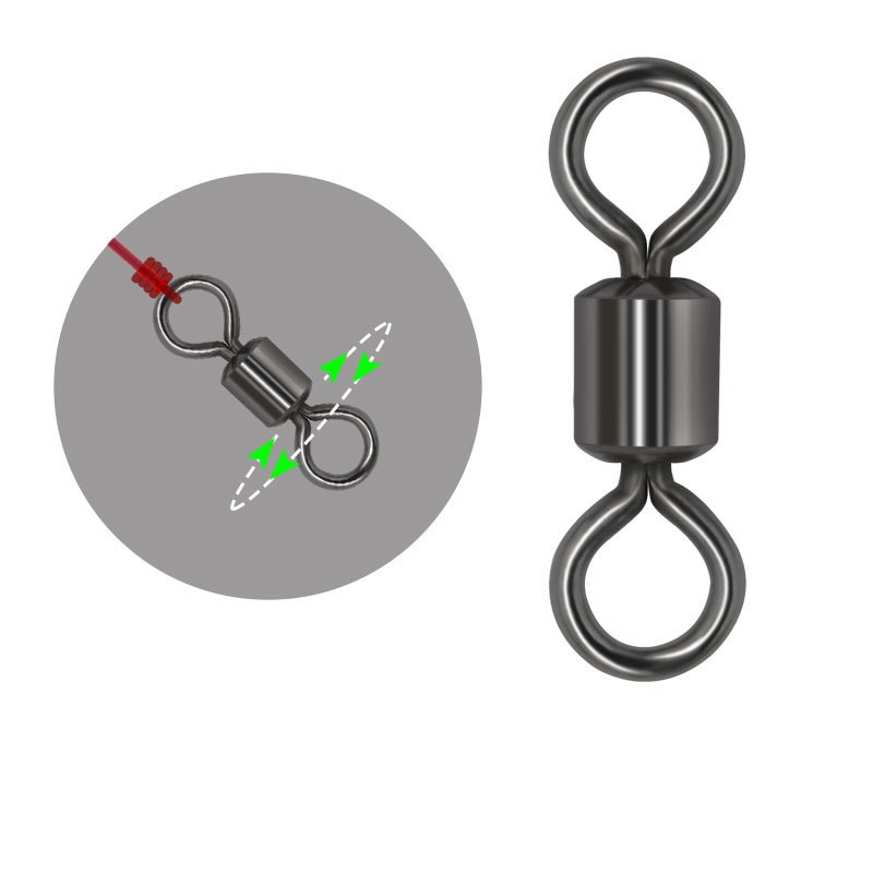 100pcs Fishing Rolling Swivel Barrel 8 Heavy Jigging Stainless Steel ...