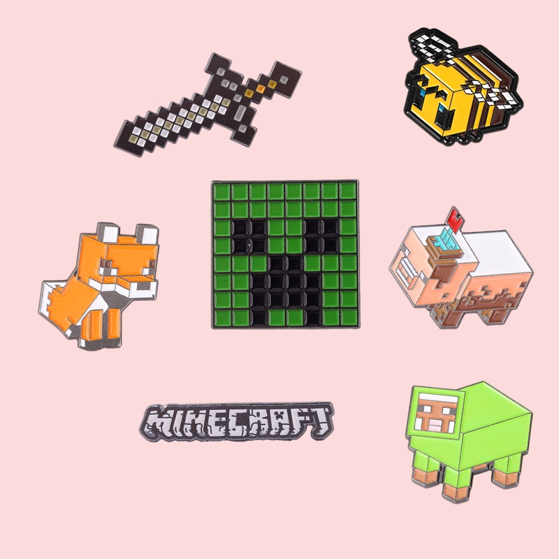 Game Minecraft Lapel Pin Weapon Enamel Brooch Cartoon Backpack Badge ...