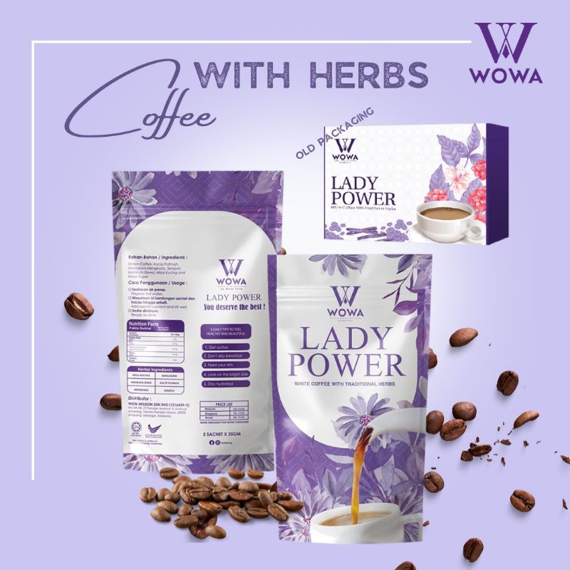 COFFEE LADY POWER (5 sachets) by WOWA | KOPI JAMU | KOPI KURUS | KOPI ...