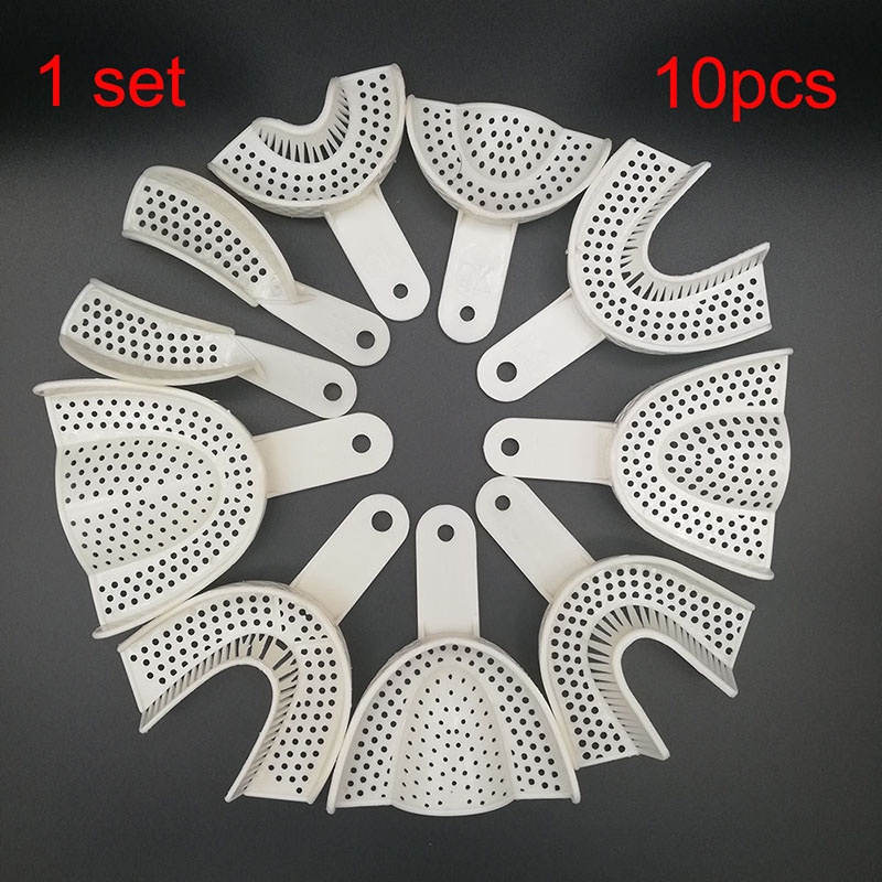 10 PCS Dental Impression Plastic Trays Without Mesh Tray Dentist Tools ...