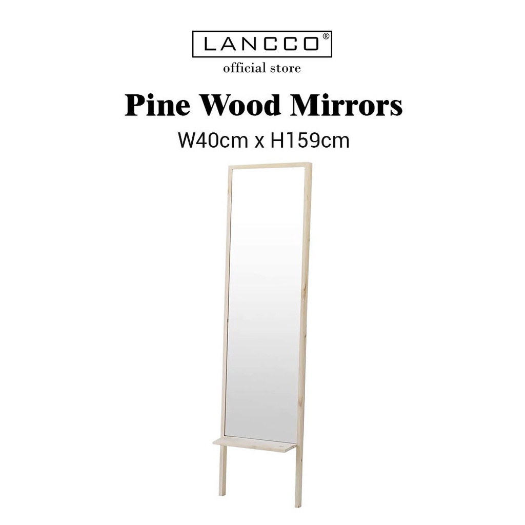 LANCCO Japandi Muji Stand Mirrors Wood Decoration Bedroom Living Hall Scandinavian Design ...