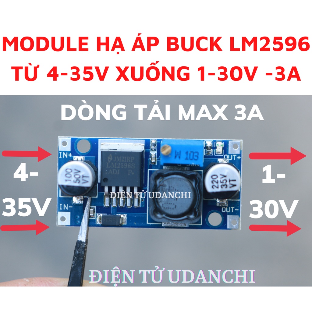 Buck LM2596-3A low voltage Module - Input 4-35V Output 1-30VDC - adjust output voltage by ...