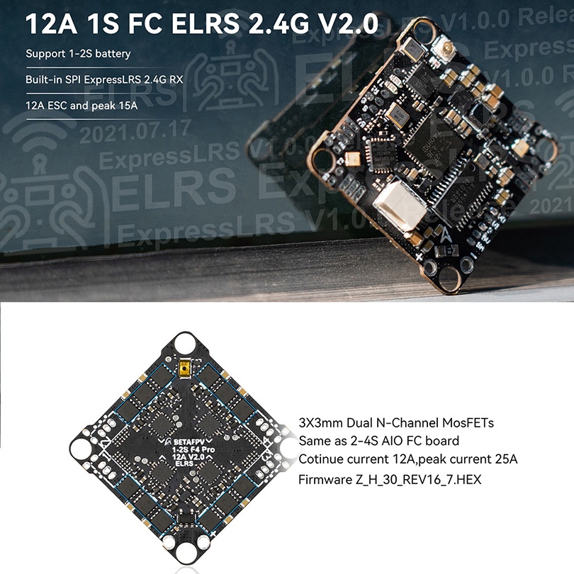 BetaFPV ELRS F4 1-2S 12A AIO Brushless Flight Controller F411 BL-Heli 12A 2.4G V2.0 Integrated ...