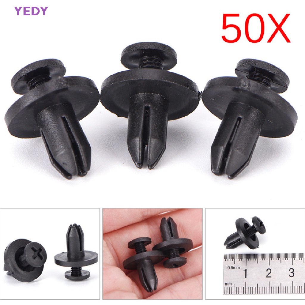 YEDY 50pcs 6 mm Auto Car Bumper Fender Retainer Push Black Plastic ...