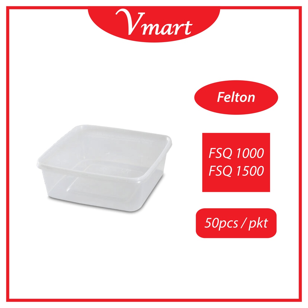 [50pcs] Felton PP Square Food Container / Disposable Clear Plastic ...