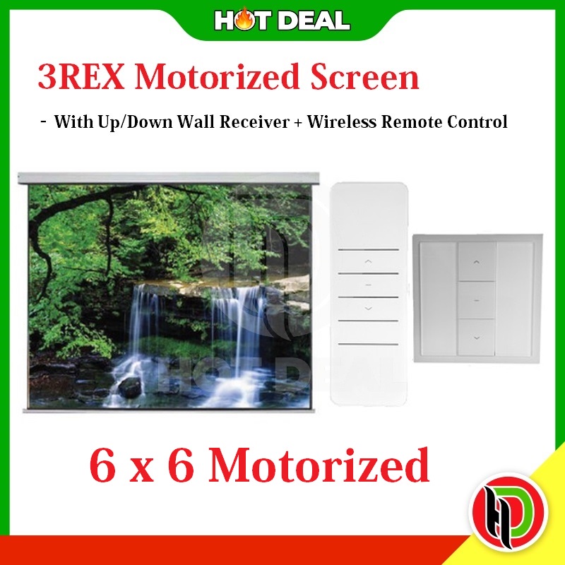 Hotdeal 3Rex 70" x 70" (6 x 6) Motorized Projector Screen With Wireless ...