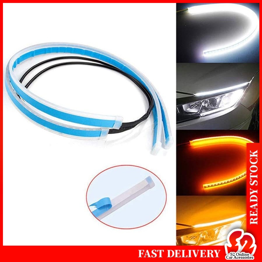 2PCS Ultra-Thin Two-Color Light Guide Strips Car Turning Decorative ...