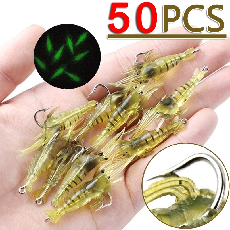 50 pieces of soft shrimp bait, 4 cm artificial shrimp for fishing 50 ...