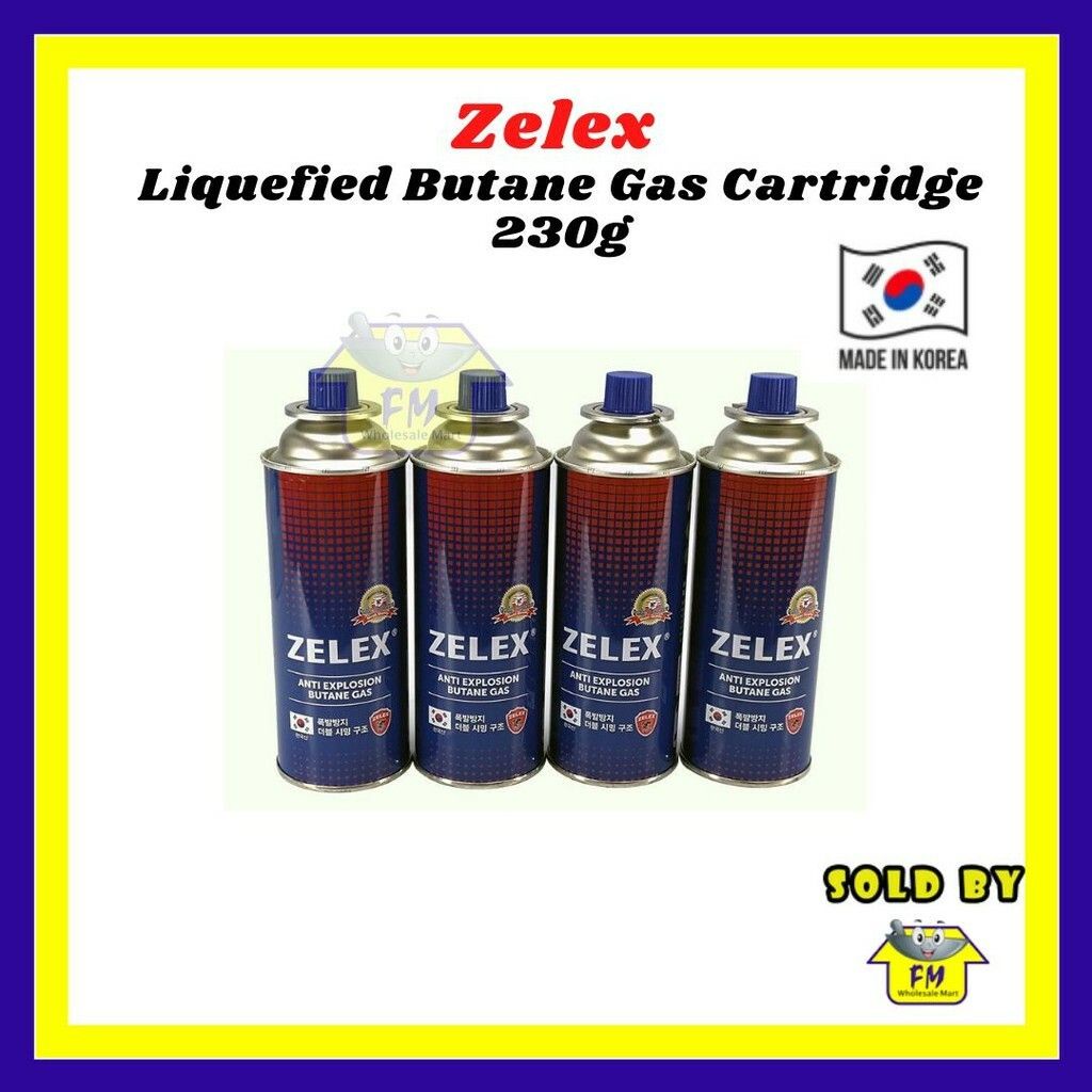 ZELEX Liquefied Butane Gas Cartridge Refill 230g / Gas Tin / Gas Dapur ...