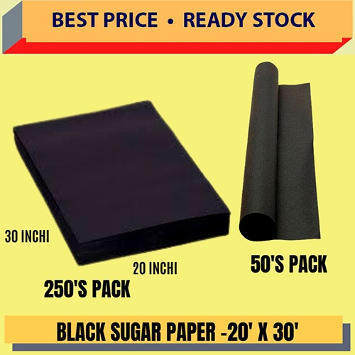 BLACK SUGAR PAPER 30" x 20" / BLACK PAPER / SUGAR PAPER / Kertas Warna ...