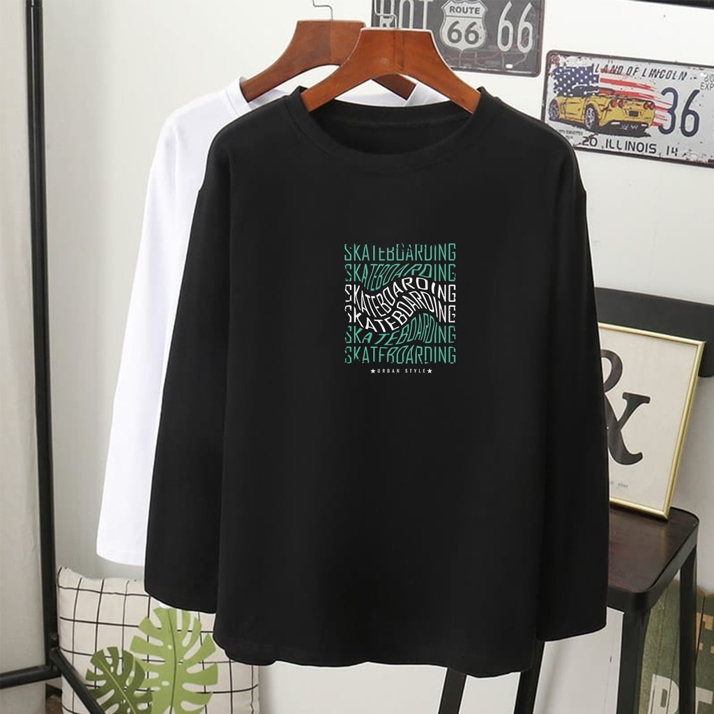 Skateboard swag street wear baju t-shirt lengan panjang lelaki gaiss ...