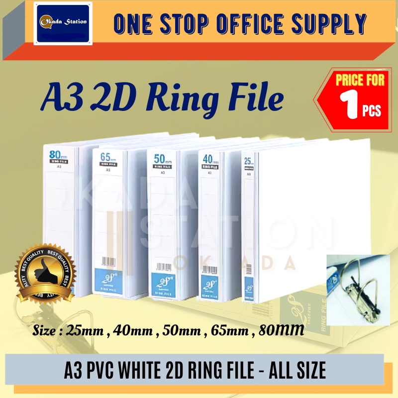 OKADA 2D PVC Ring File (A3) / Fail Kulit Keras / White File / Fail ...
