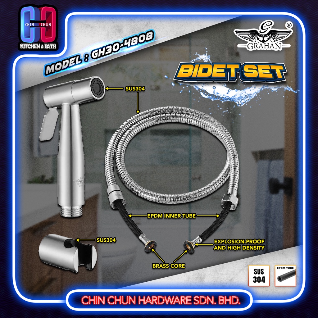GRAHAN GH30-4808 SS304 BIDET SET GH90-9001 CHROME HAND BIDET ONLY GH90-9006 SPRAY BIDET | HAND ...