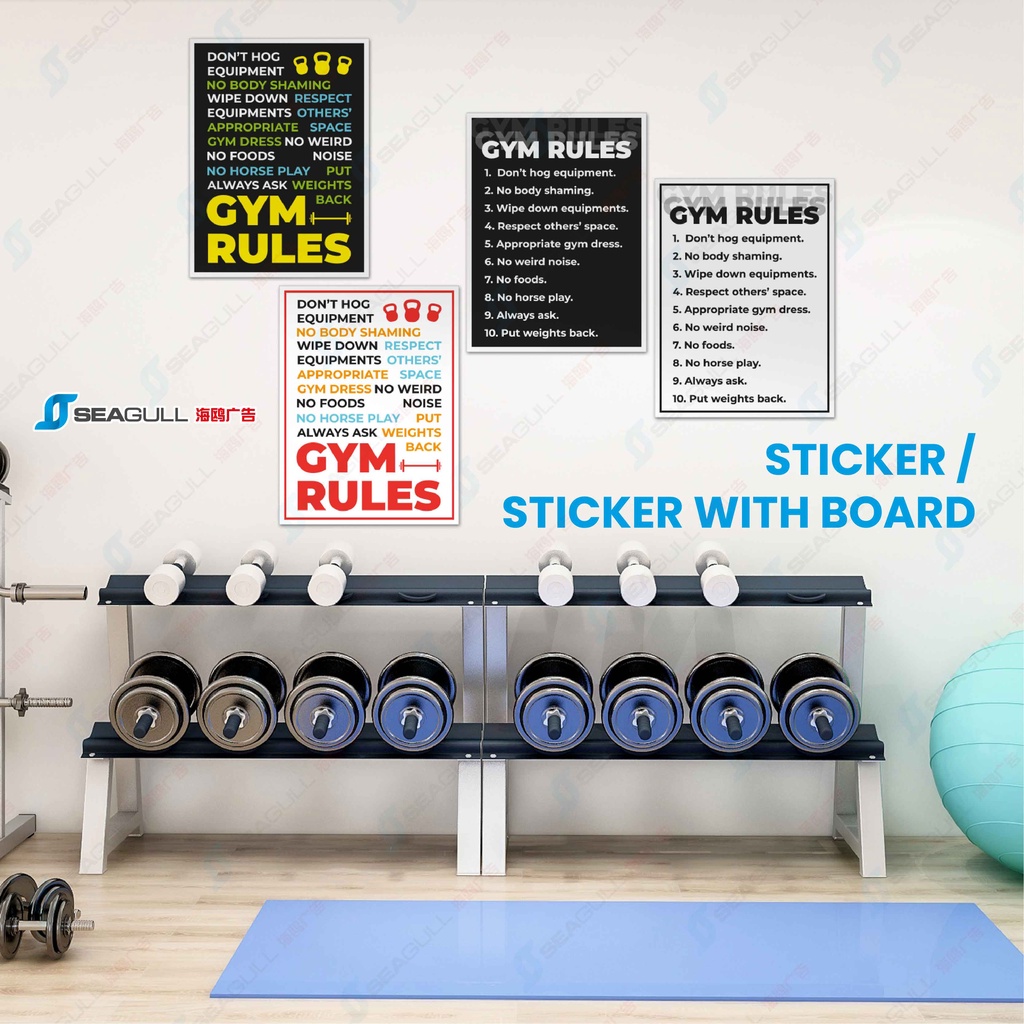 Gym Rules Sticker | Sticker with Board | Wall Deco | Quotes | Shopee ...
