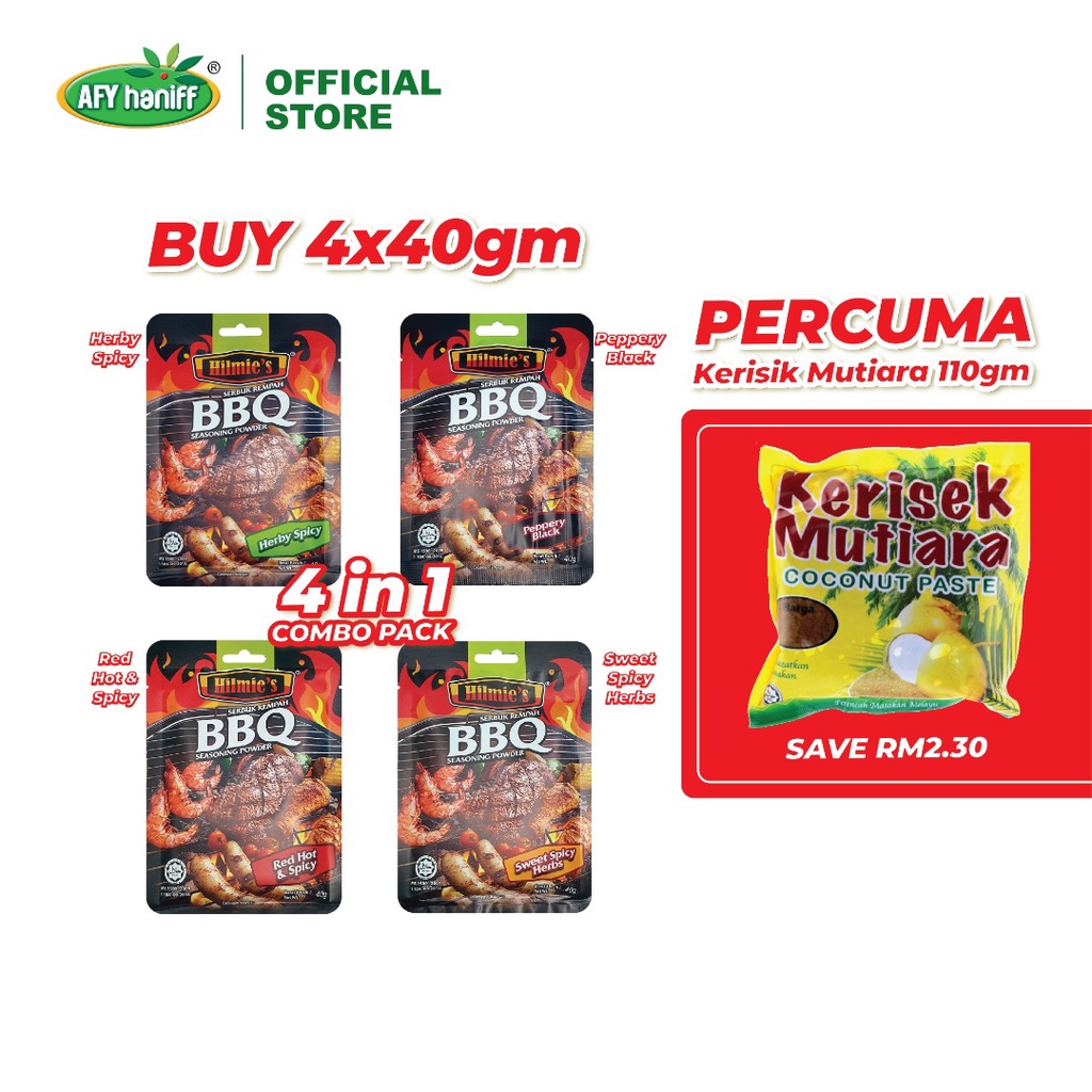 Kombo HILMIE BBQ Seasoning Rempah Perapan 4 x 40gram (FREE Kerisik ...