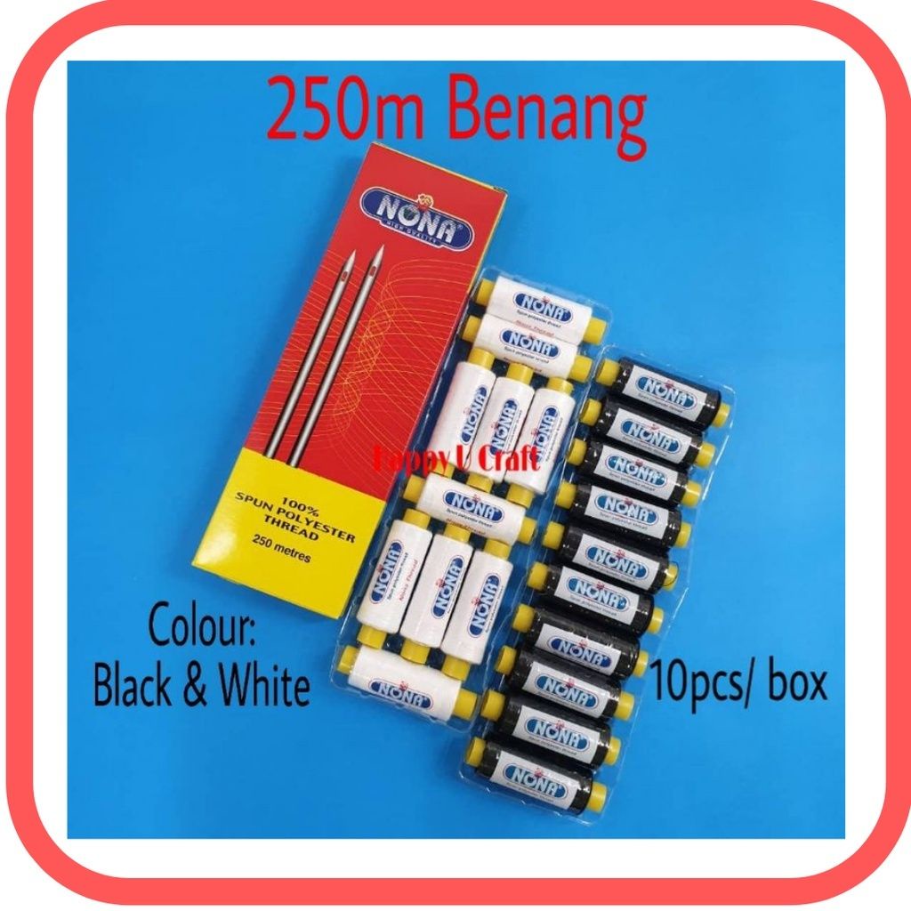 (10pcs/ Box) Benang Jahit 250mts/ Sewing Thread (NONA Brand) Buatan ...