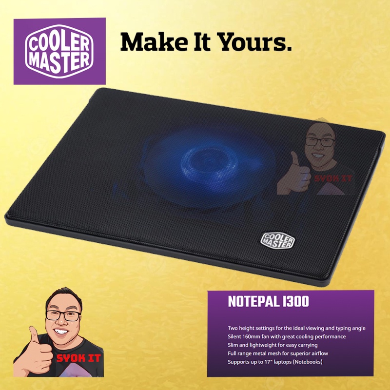COOLER MASTER NOTEPAL I300 COOLER PAD WITH LED SILENT 160MM FAN AND ...