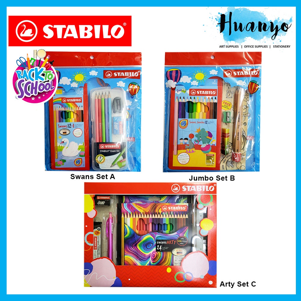 Stabilo Back To School Swans/Jumbo/Arty Colour Pencil Value Pack Gift ...