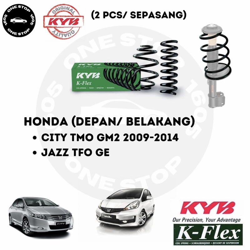 HONDA CITY TMO GM2 2009-2014 JAZZ TFO GE DEPAN/ BELAKANG KYB KAYABA KFLEX K-FLEX COIL SPRING SET ...