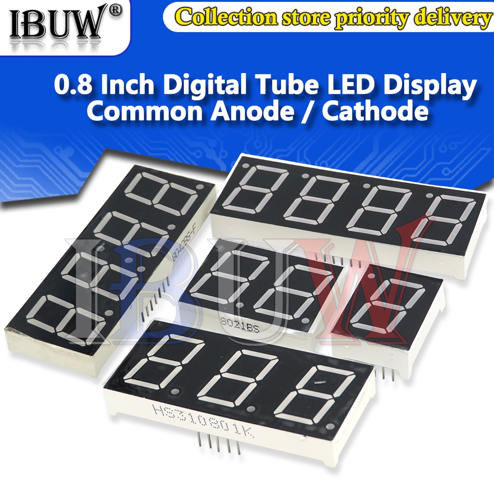 2PCS 0.8inch LED display 7 Segment 2 Bit 3 Bit 4 Bit Digit Tube Red ...