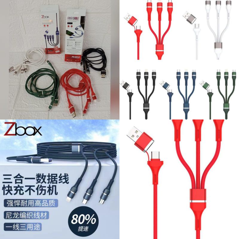Zbox ZX 360 Data Cable (3in1 Micro, Type-c & Ligning) 3A Qualcom ...