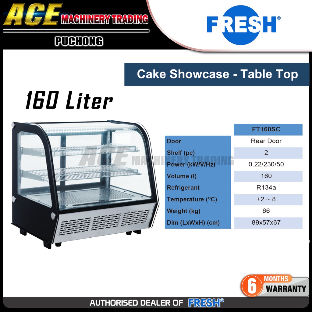 FRESH Table Top Cake Showcase Cake Display Cooler Glass Chiller - 2 ...