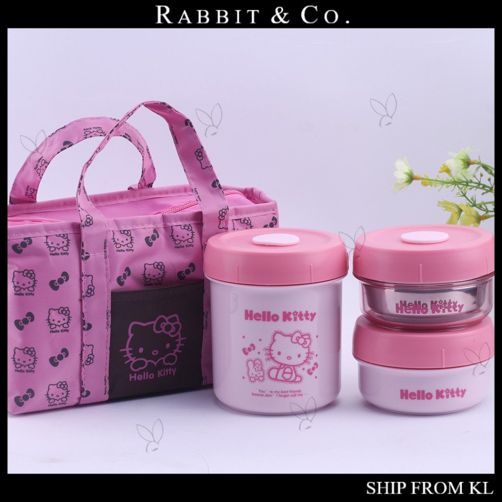 R&C 3pcs Hello Kitty Doraemon Lunch Box Set Cartoon Insulation ...
